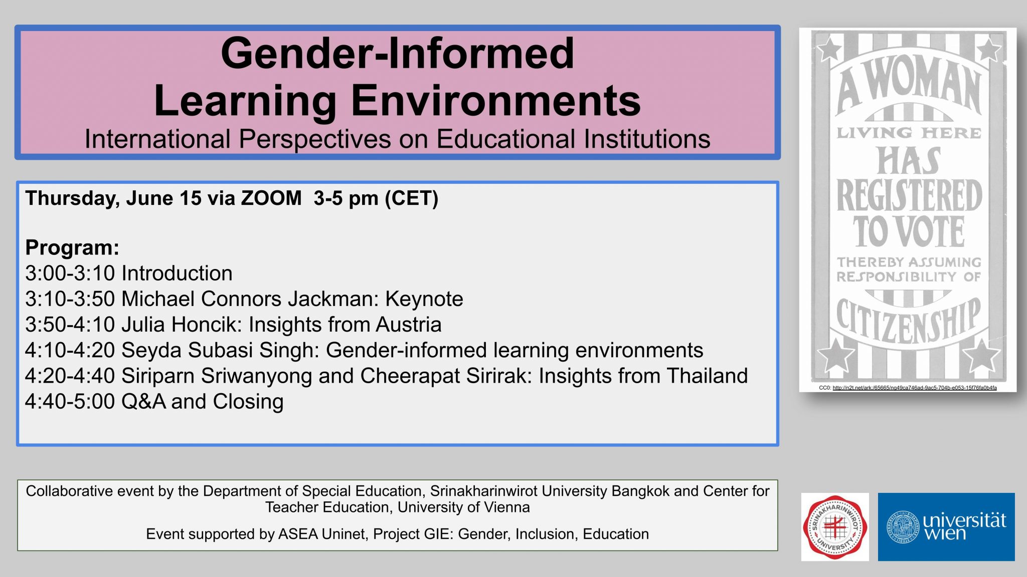 ASEA-UNINET Webinar "Gender-Informed Learning Environments" - ASEA-UNINET